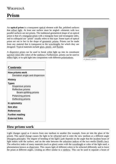 Class 12 Project Prism And Nature Of Light Docx