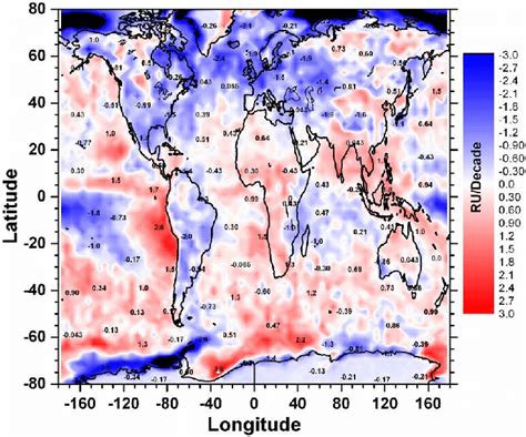 Contour Plot Of Latitude × Longitude Trends Showing Major Areas Of