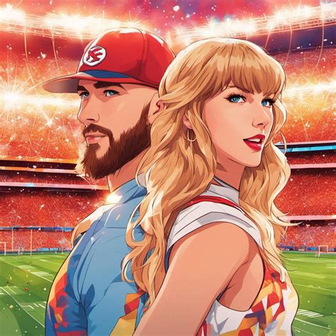 Portrait Of Taylor Swift With Travis Kelce At Kans By Aiartbyloril On Deviantart