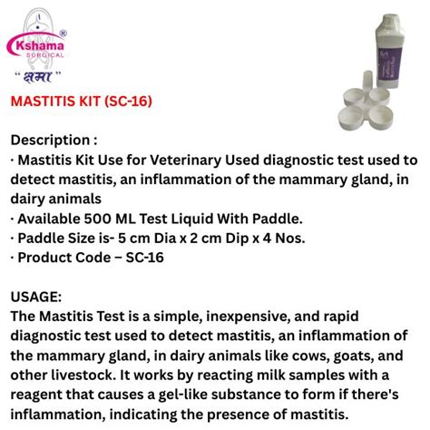 Mastitis Kit Use For Veterinary I Mastitis Kit With Paddle I Pack Of
