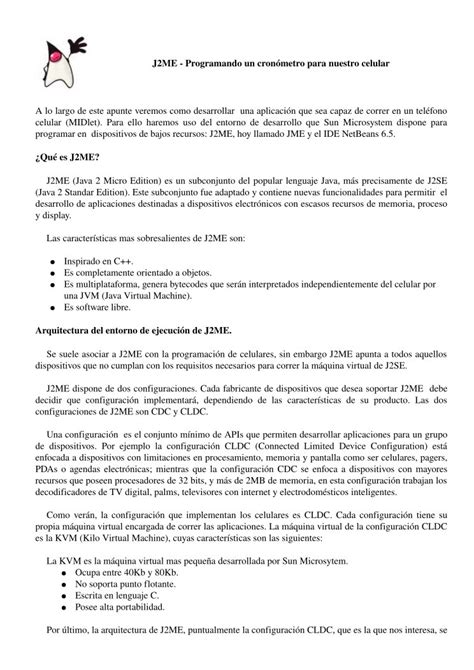 Pdf De Programación J2me Programando Un Cronómetro Para Nuestro Celular