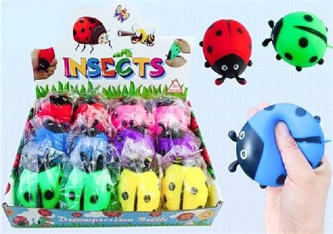 12 Pc Lady Bug Squishy Mesh Mochi Squeeze Toy Party Favor T Bag