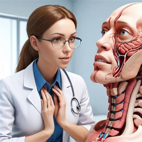 Doctor Checking Thyroid Of A Patient Premium Ai Generated Image