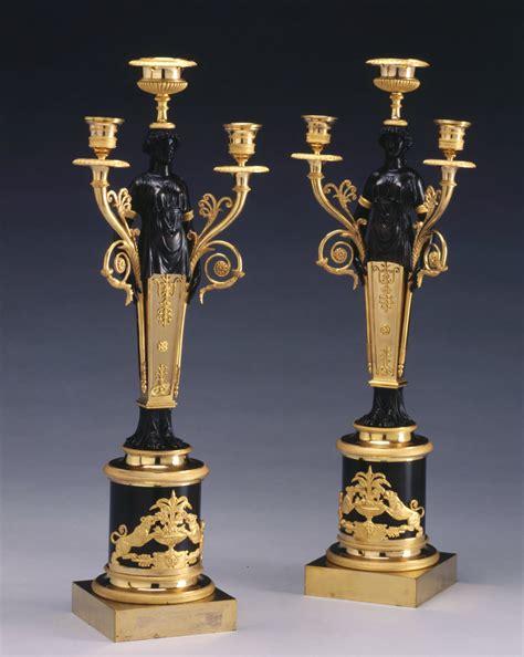 Unknown A Pair Of Empire Figural Three Light Candelabra Paris Date