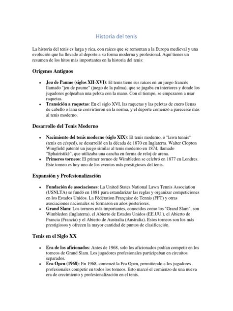 Evolución Del Tenis Historia Y Hitos Pdf Grand Slam Tenis Deportes