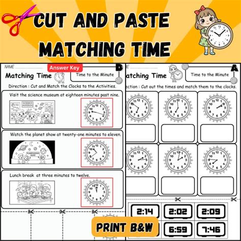 3rd Grade Math Analog Clocks And Digital Time Nearest Minute Cut And Paste
