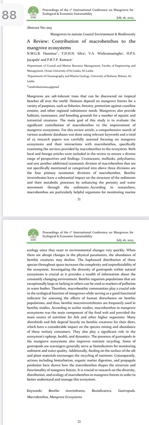Pdf A Review Contribution Of Macrobenthos To The Mangrove Ecosystems