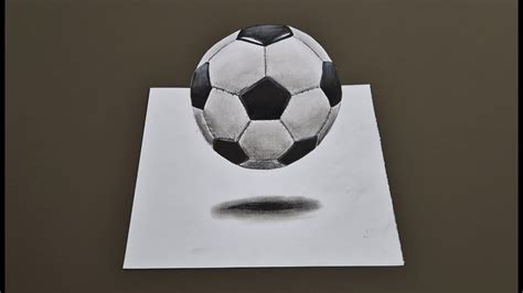 3d Drawing Soccer Ball On Paper For Beginner Youtube