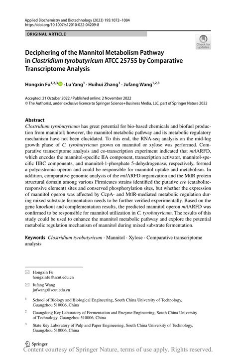 Deciphering Of The Mannitol Metabolism Pathway In Clostridium