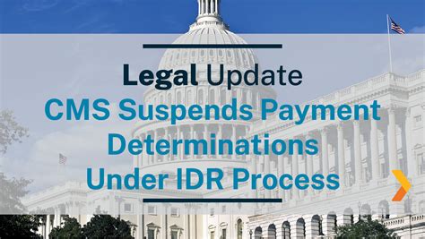 Cms Suspends Payment Determinations Under Idr Process
