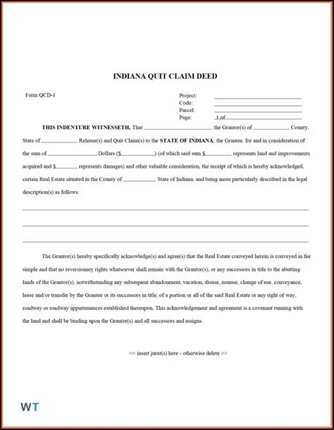 Quit Deed Claim Form Indiana Form Resume Examples Q4o6enekdp