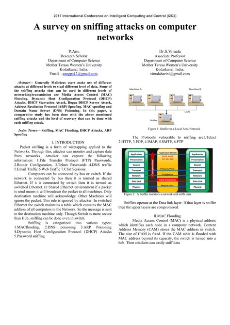 pdf a survey on sniffing attacks on computer networks
