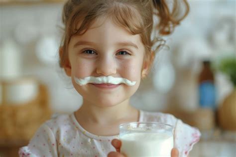Premium Photo Happy Girl With Milk Mustache Celebrates World Milk Day