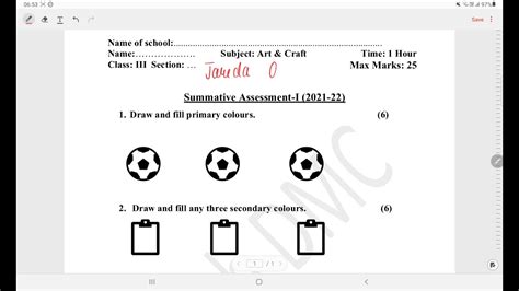 Class 3 Art And Craft Question Paper Sa 141021 Youtube