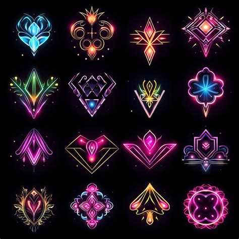 Premium Ai Image Neon Light Design Vector Shapes With Creative A