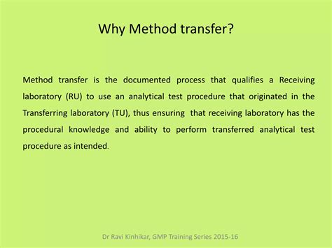 Analytical Method Transfer Module 01 Pptx Analytical Method Transfer Module 01 Pptx
