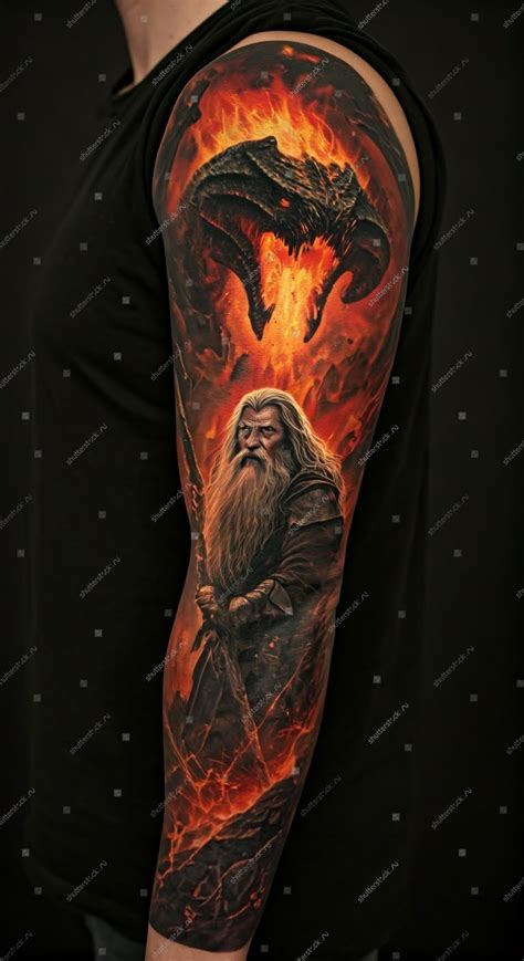 Gandalf Battling Realistic Firey Balrog Lord Ai Generated Image