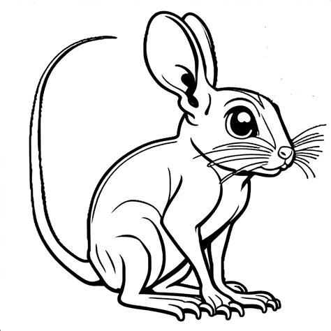 Cute Sitting Jerboa Coloring Page Coloring Jungle
