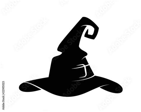 Black Silhouette Of Halloween Witch Hat Vector Illustration Stock Vector Adobe Stock