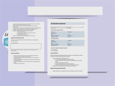 Cat Stud Service Contract Cat Mating Agreement Contract Printable