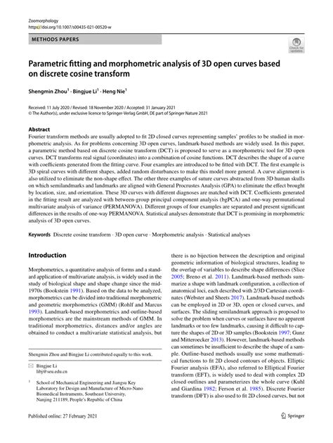 pdf parametric fitting and morphometric analysis of 3d open curves