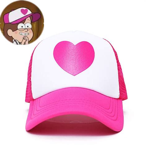 Women Cute Gravity Falls Dipper Mabel Rose Heart Mesh Summer Caps Girl