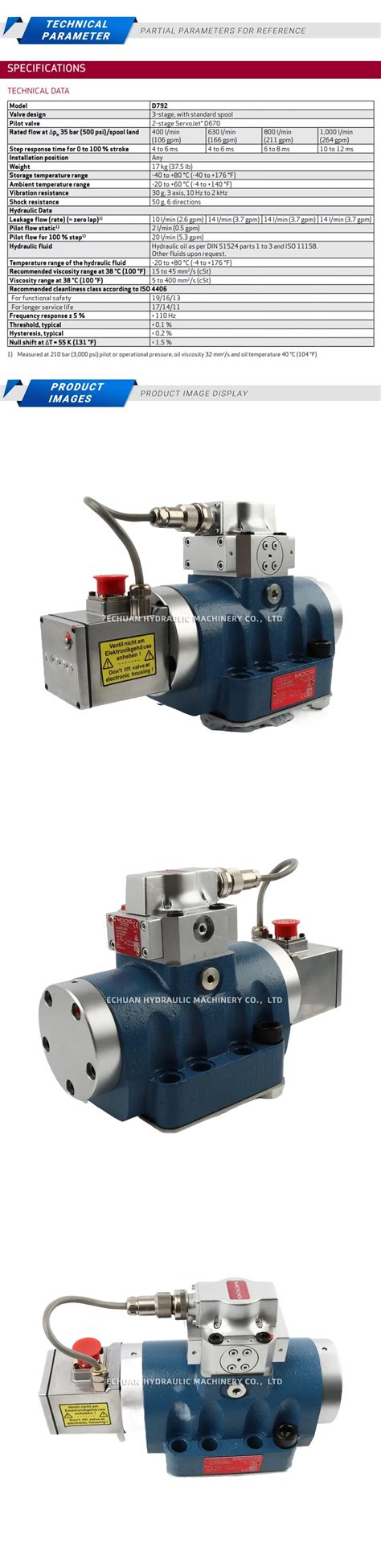 Moog D792 4001 S80jxqo6vsx2 A Echuan Hydraulic