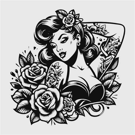 Dessins De Tatouage De Pin Up Sexy Tatouage En Ligne Noire Dune