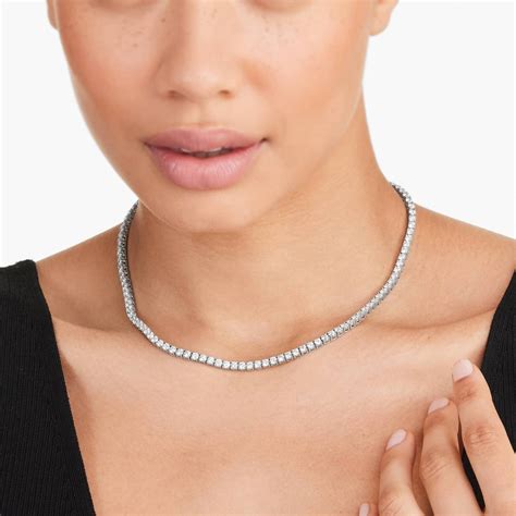 14k White Gold Straight Diamond Tennis Necklace 1200 Ctw H I Si1