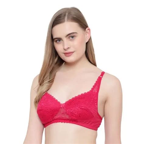 Cotton Blend Bra Sizes 32b 40b Red Color Lightweight Breathable