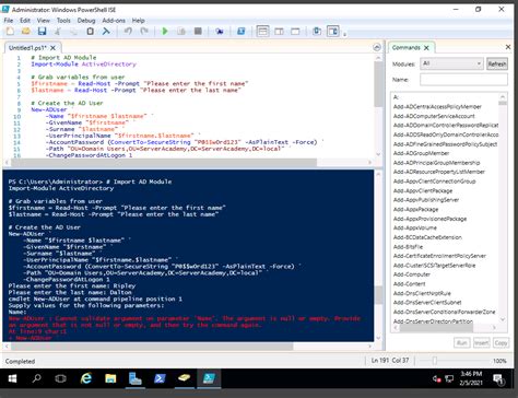New Aduser Error During Prompts Powershell Server Academy Community Forum