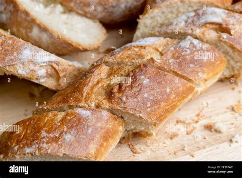Sliced Wheat Bread Into Pieces White Traditional Wheat Bread With