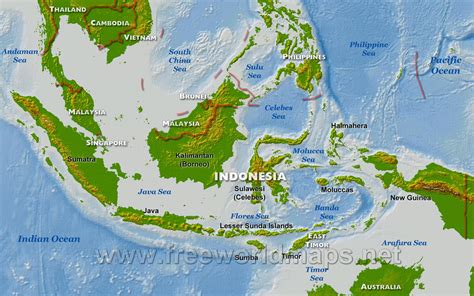 Physical Map Of The Island Of Java Indonesia National Parks In