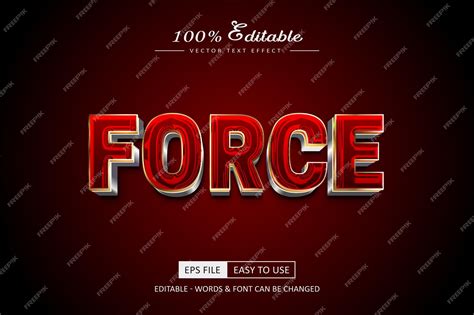 Premium Vector Force Modern Style Vector 3d Text Effect