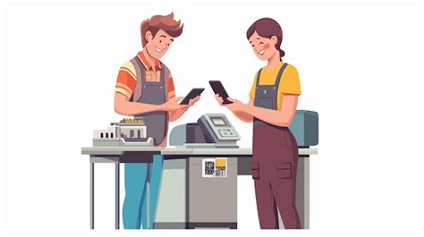 Professional Smiling Technician Assisting Customer With Scanning