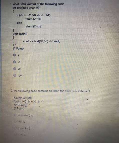 Solved 1 What Is The Output Of The Following Code Int