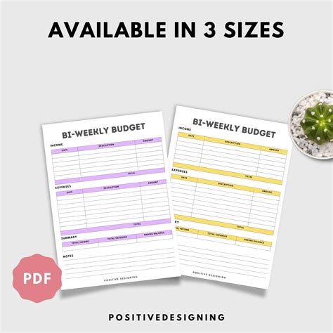 Bi Weekly Budget Planner Printable Budget Template Pdf Budget By Paycheck Budget Tracker A4
