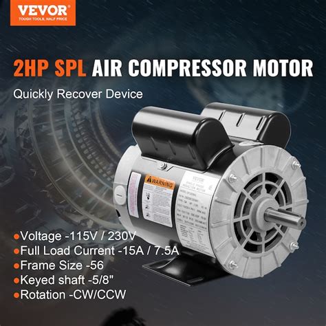 Vevor 3450 Rpm Air Compressor Motor 2 Hp Replacement Engine For