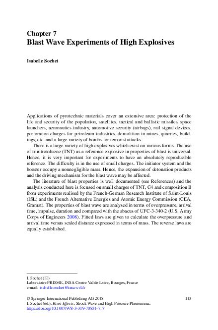 Pdf Blast Wave Experiments Of High Explosives