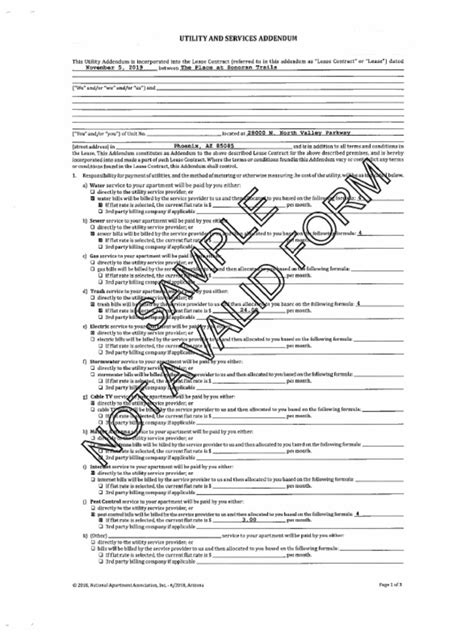 Utility And Services Addendum Pdf