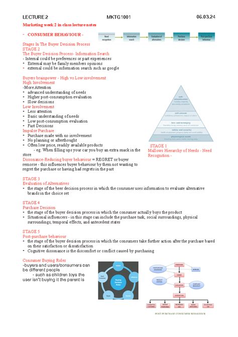 lecture notes week 2 marketing lecture 2 mktg1001 06 marketing week
