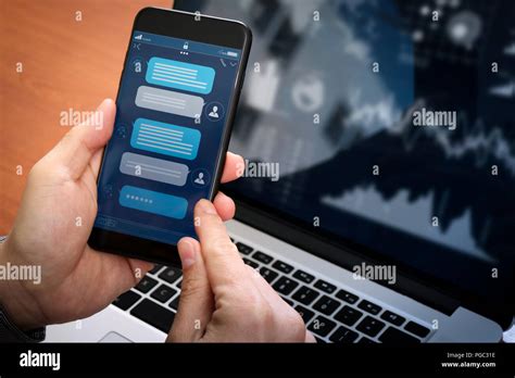 Chatbot Conversation With Smartphone Screen App Interface And Artificial Intelligence Technology