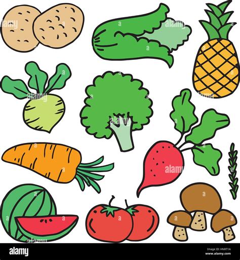 Collection Stock Of Vegetable Object Doodles Vector Art Stock Vector