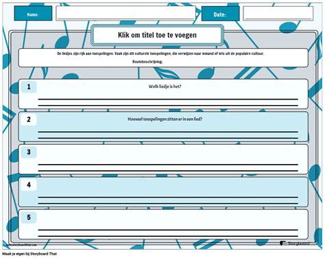 Toespelingen Uit Een Liedwerkblad Storyboard Por Nl Examples