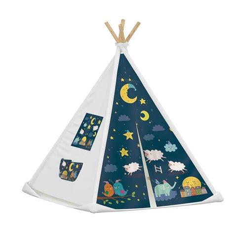 Diy Assembly Indian Tipi Tent Model 3d Night Scene Animals Patterns