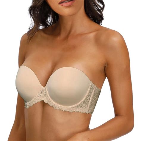 Ehtmsak Push Up Strapless Padded Convertible Add A Cup Underwire