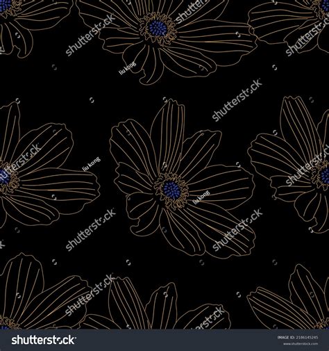 Seamless Fabric Floral Line Pattern Vector Stock Vector Royalty Free 2186145245 Shutterstock