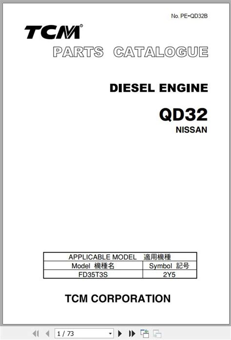 Tcm Nissan Engine Qd32 Parts Catalog Pe Qd32b