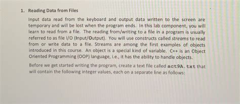 Solved 1 Reading Data From Files Input Data Read From The