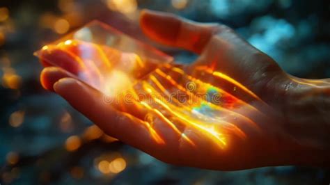 A Closeup Photograph Of A Human Hand Holding A Prism Capturing The
